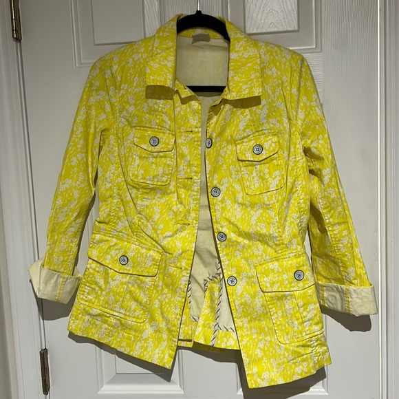 CAbi | Jackets & Coats | Cabi Yellow Floral Spring Jacket | Poshmark